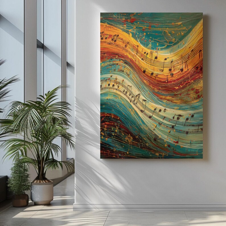 Abstract Music Print: Colorful Symphony Painting, Musical Notes ...