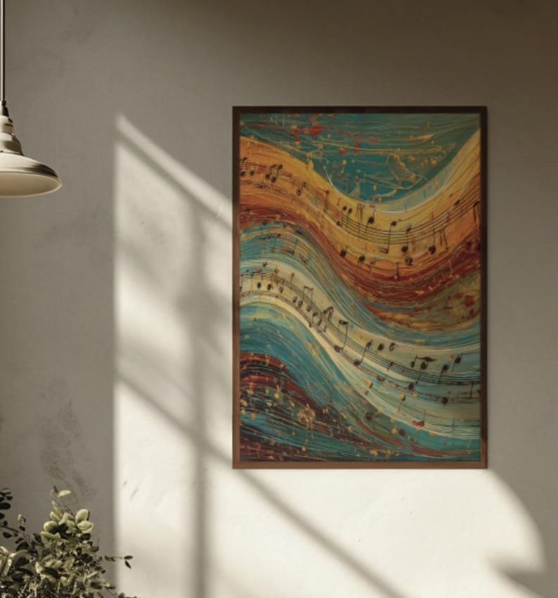 Abstract Music Print: Colorful Symphony Painting, Musical Notes - Etsy