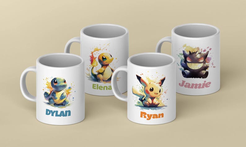Personalised Pokémon Mug Custom Watercolour Splash - Etsy