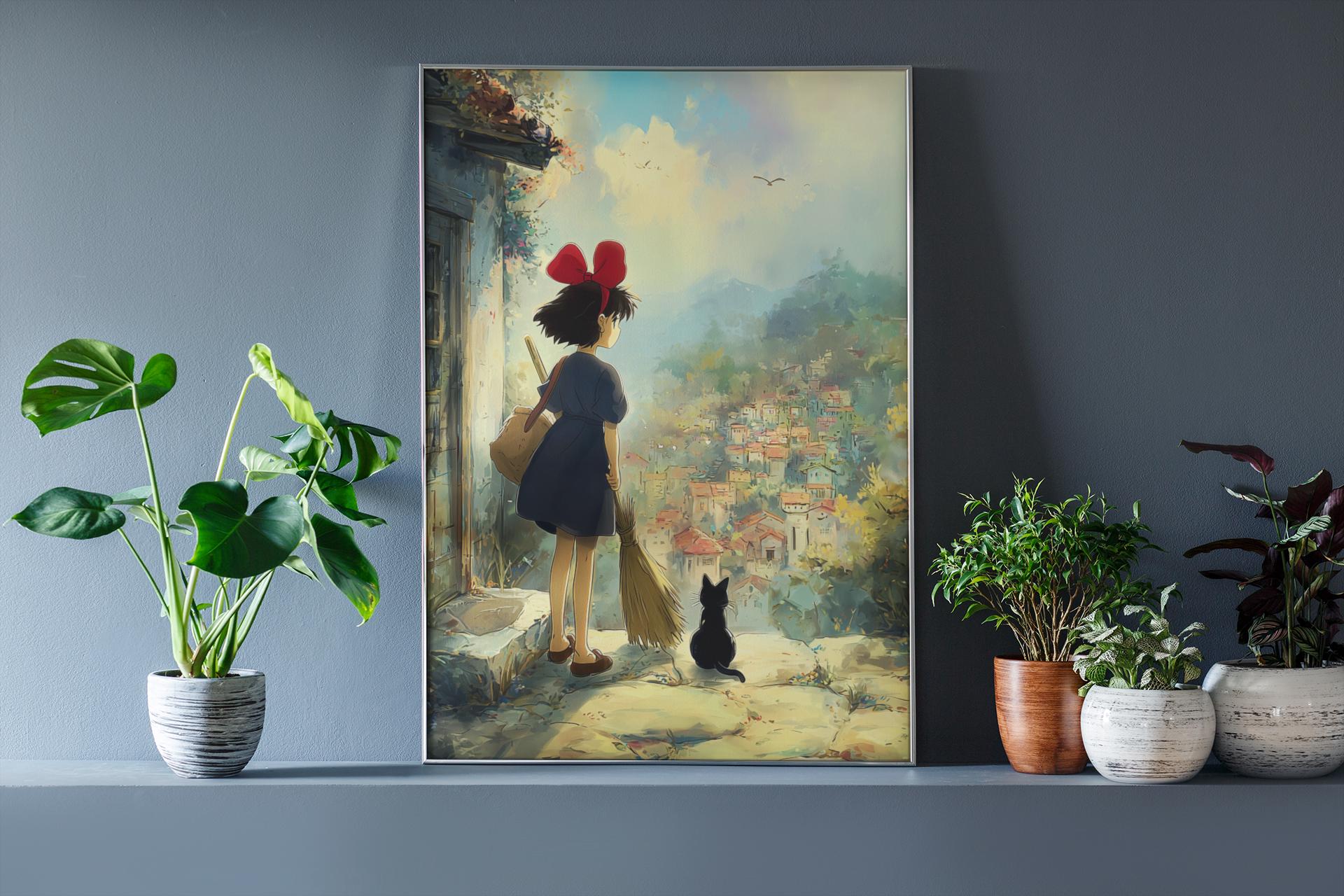 Kiki's Delivery Service Art Print: Studio Ghibli Anime Poster, Witch ...