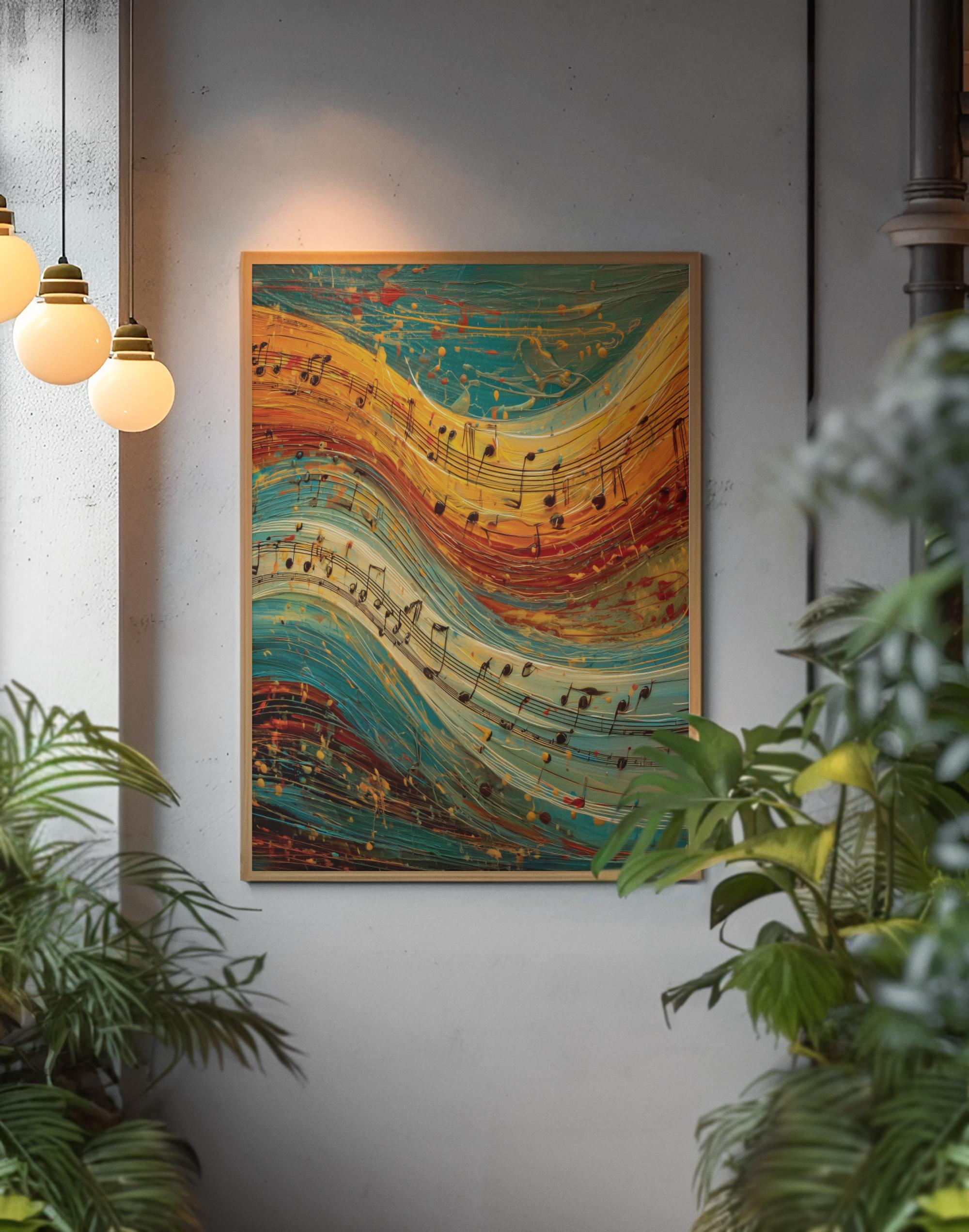 Abstract Music Print: Colorful Symphony Painting, Musical Notes ...