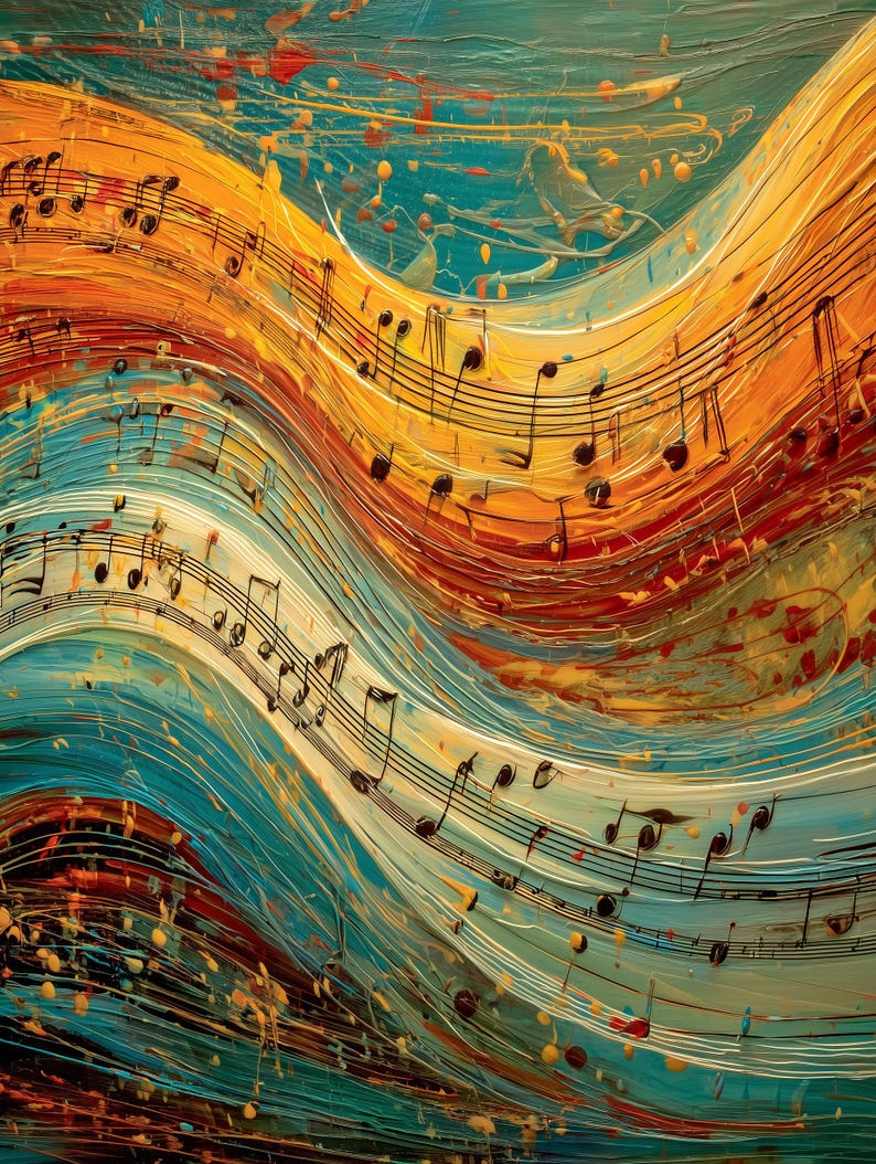 Abstract Music Print: Colorful Symphony Painting, Musical Notes - Etsy