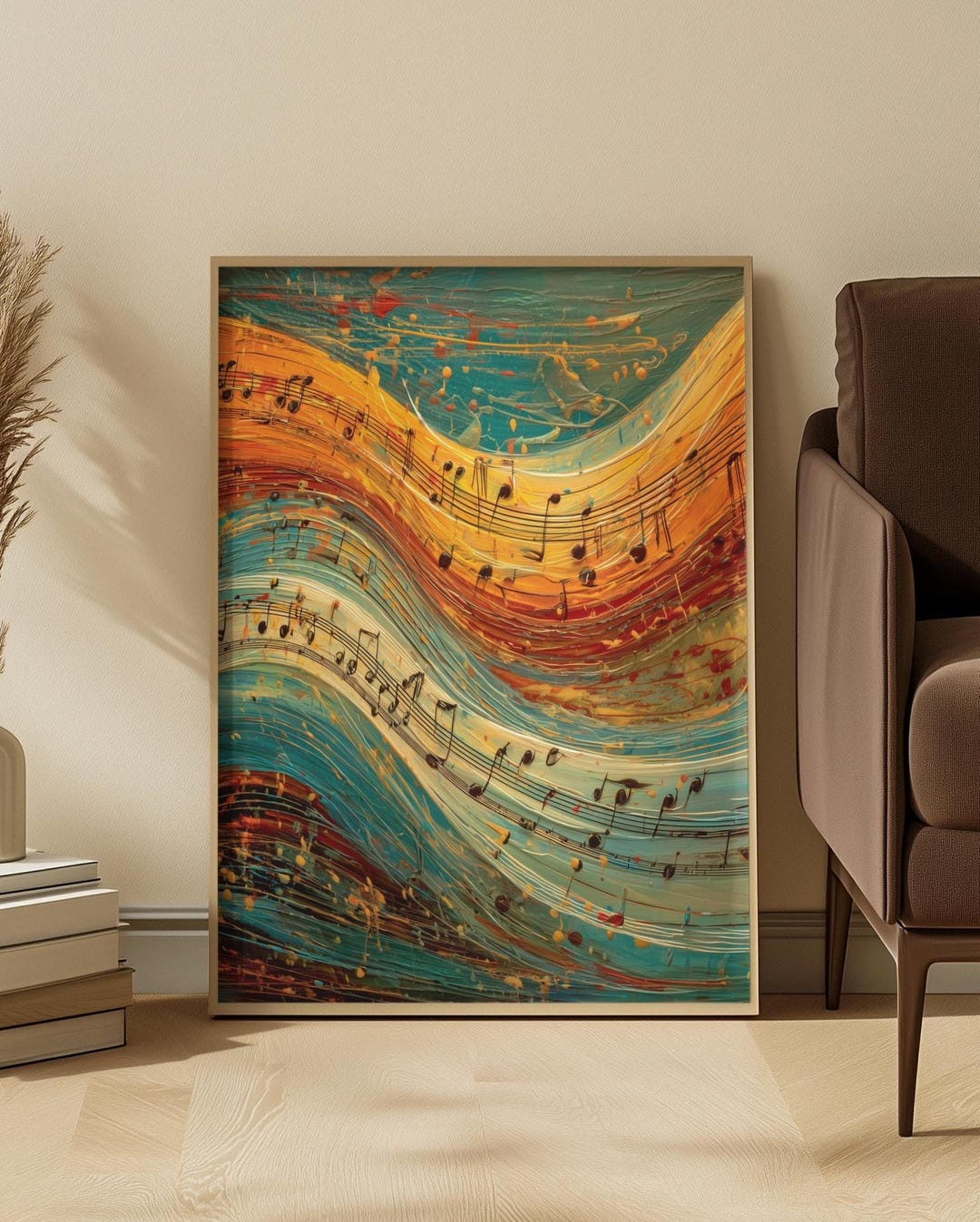 Abstract Music Print: Colorful Symphony Painting, Musical Notes ...