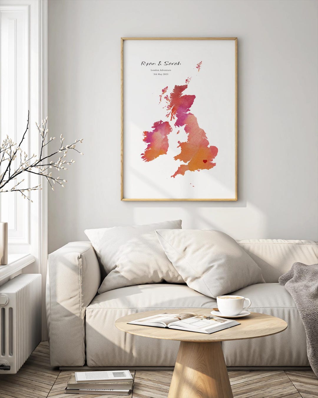 Personalised UK & Ireland Watercolour Map Print Custom Gift for ...