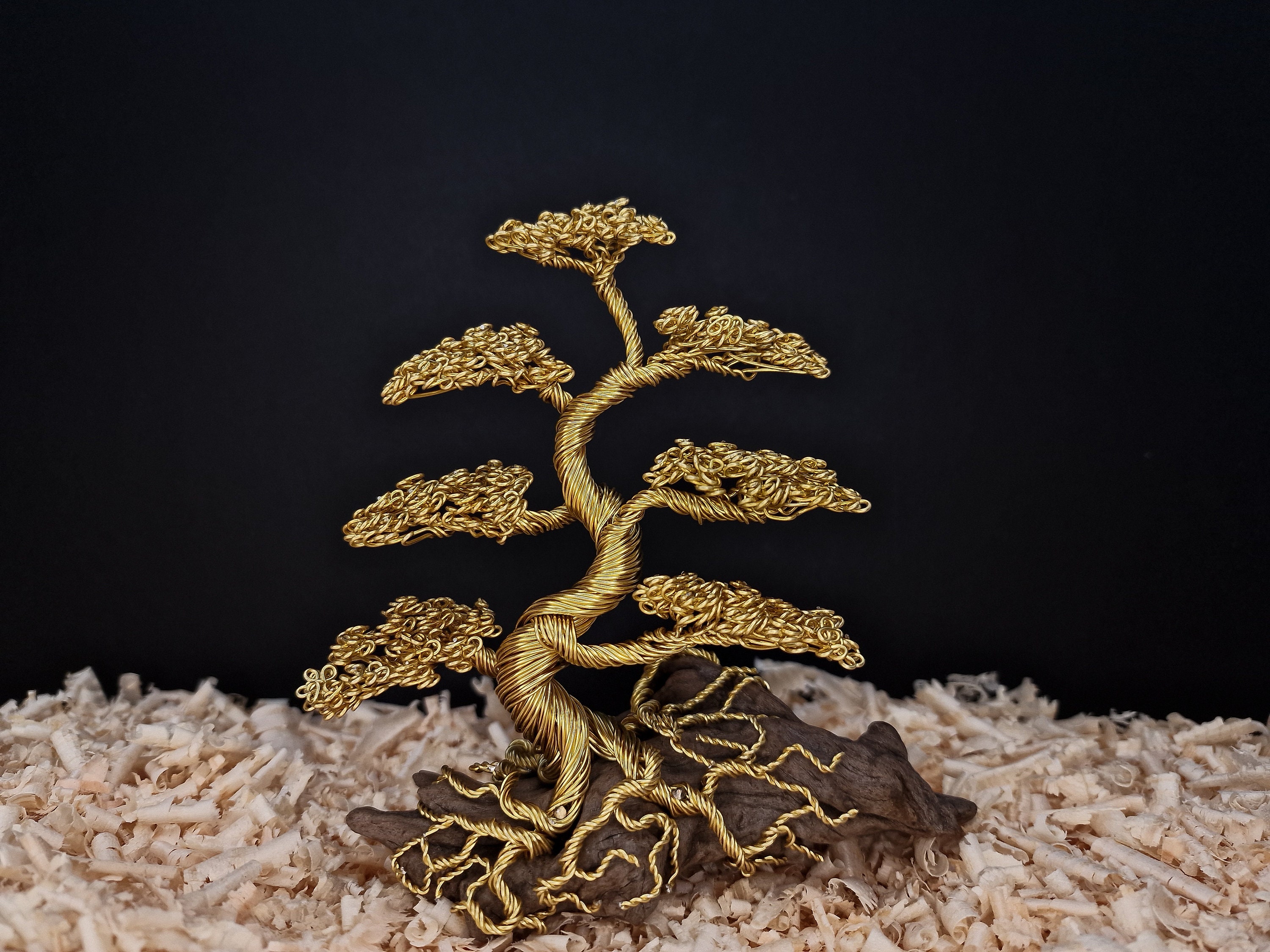 Vertical Gold Bonsai Tree Wire Sculpture - Etsy