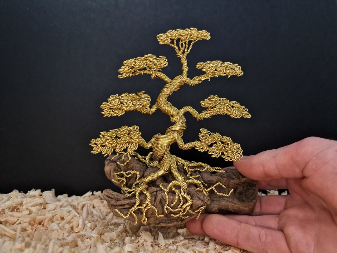 Vertical Gold Bonsai Tree, Wire Sculpture - Etsy