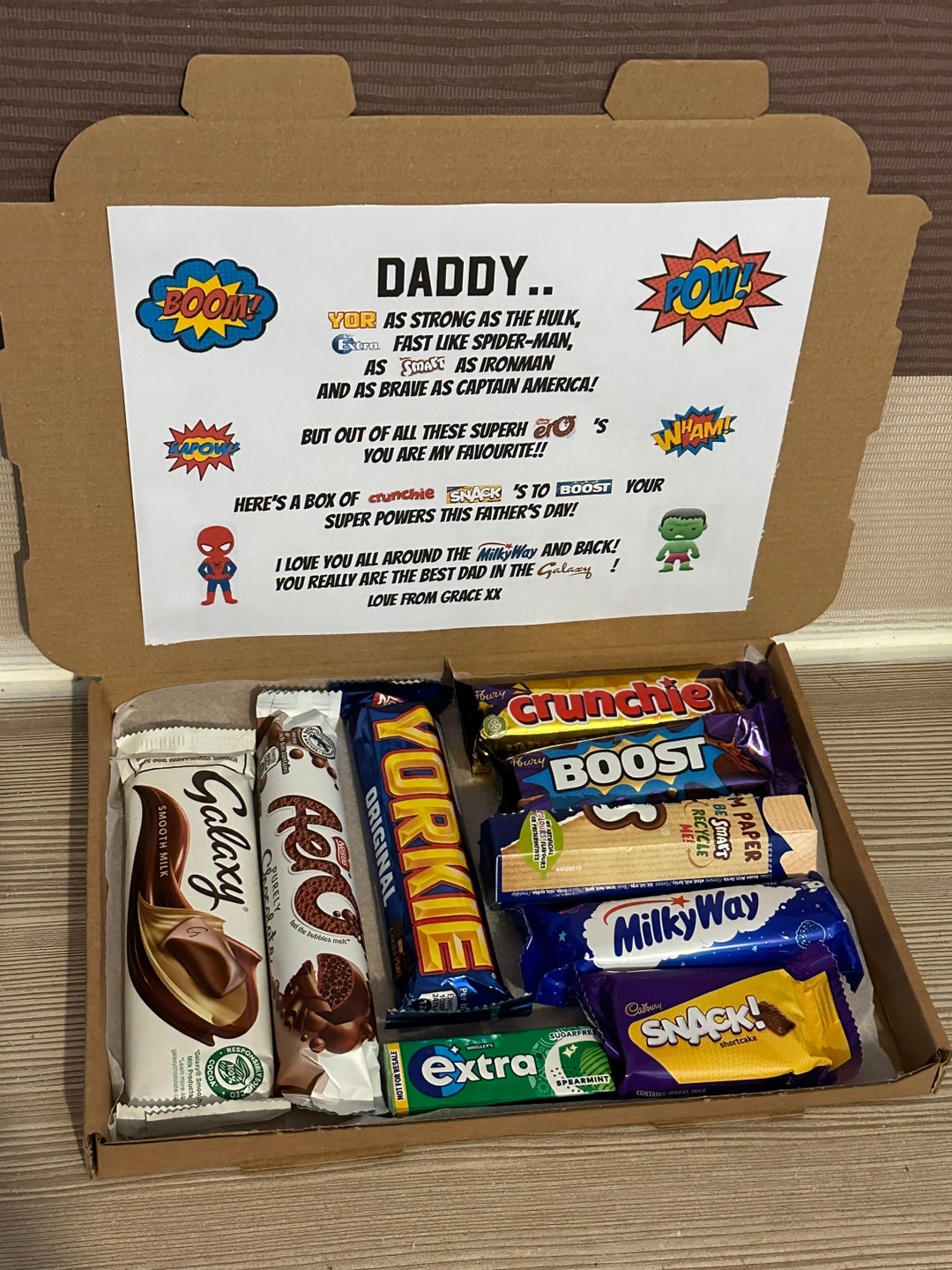 Fathers Day Chocolate Poem Box Chocolate Hamper Superhero Gifts for Dad/grandad - Etsy UK