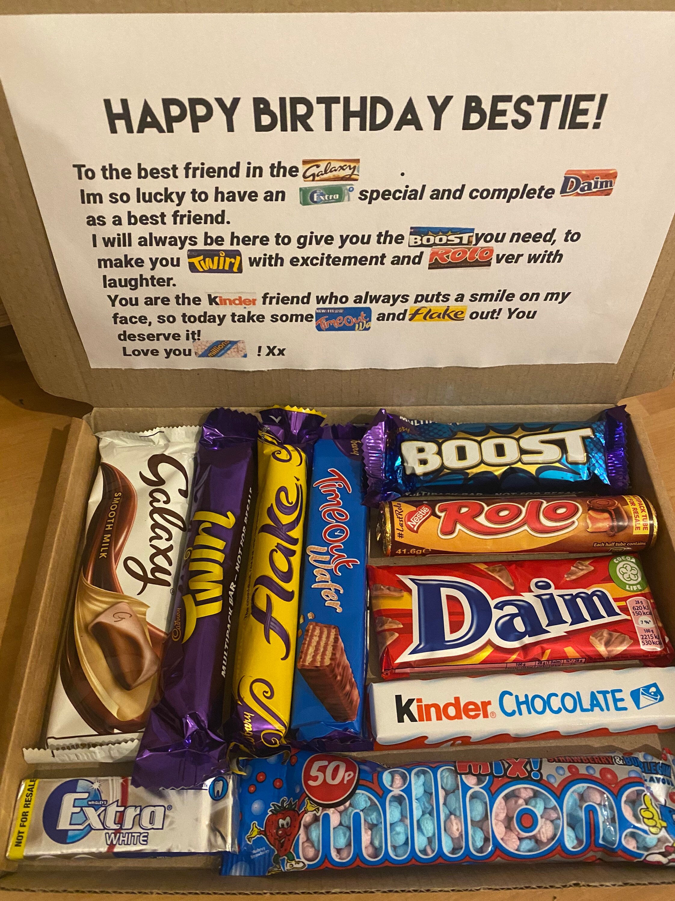 Happy birthday bestie chocolate poem box | Etsy