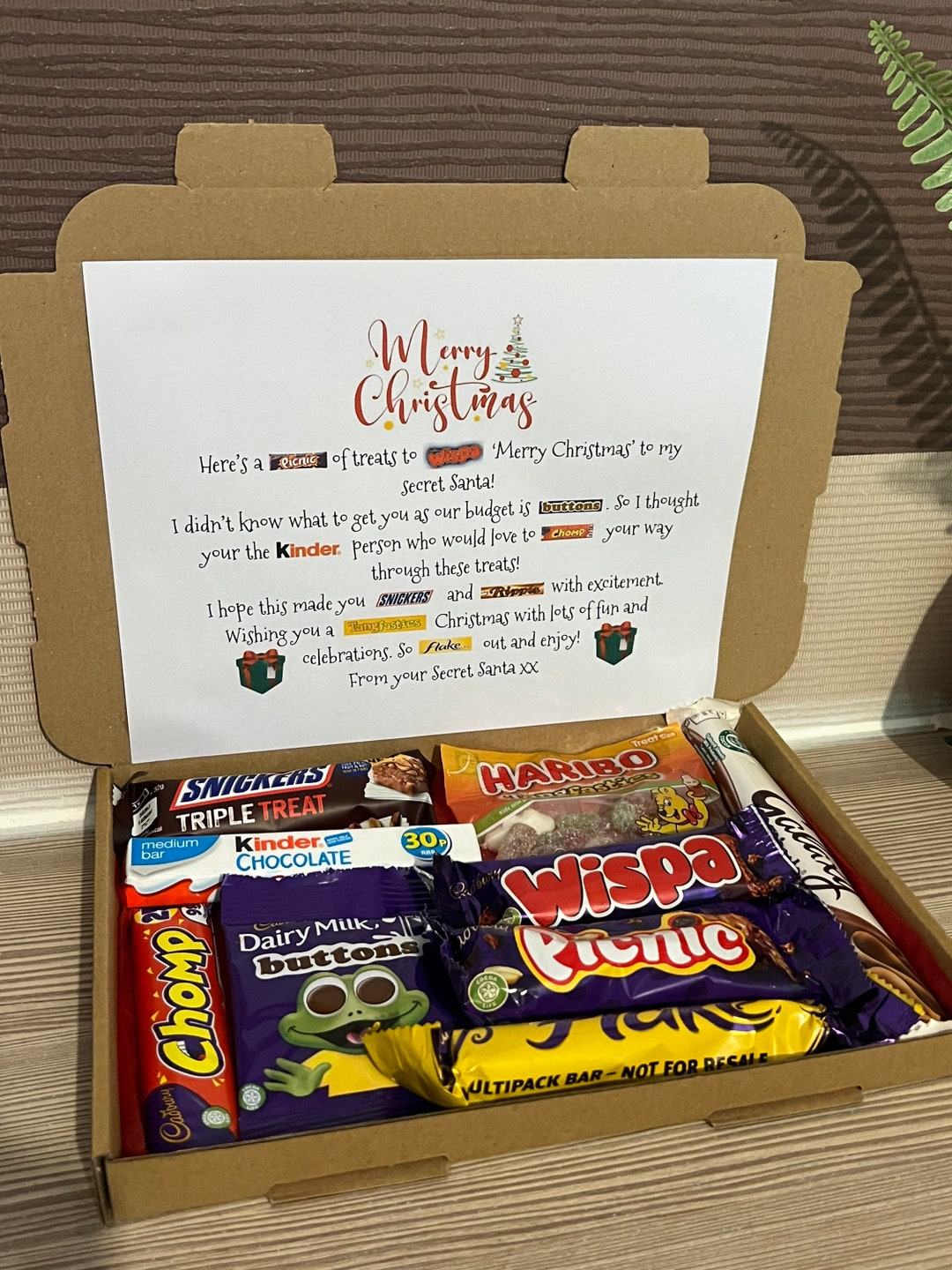 Secret Santa Christmas Chocolate Poem Box - Etsy UK