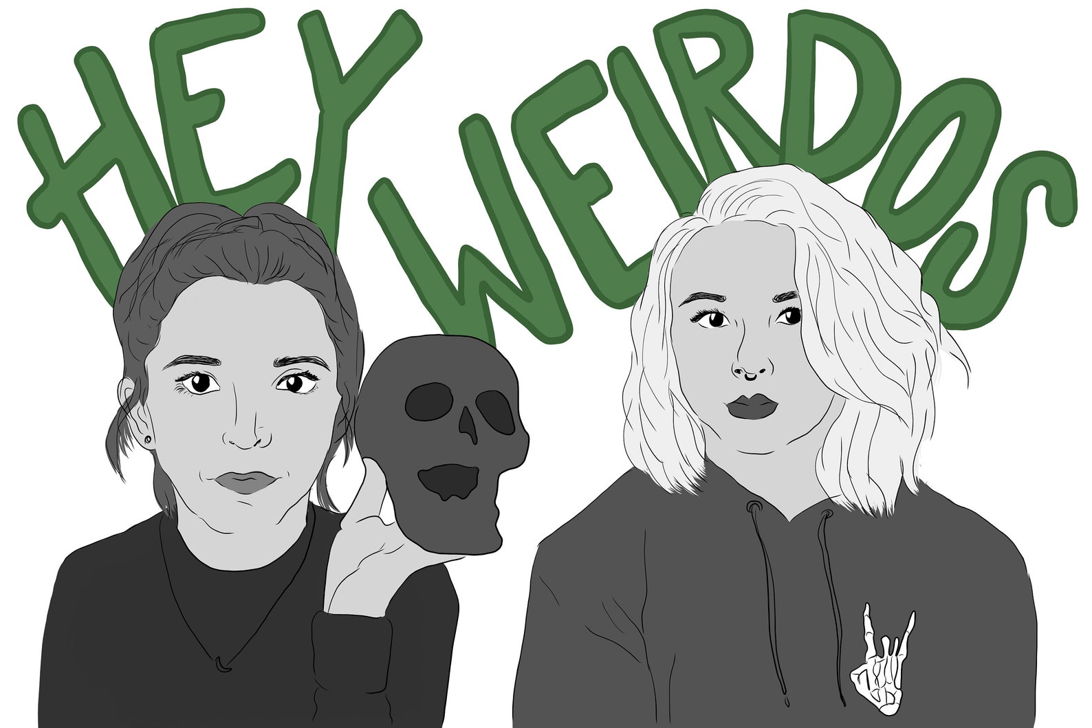 Morbid Podcast Print, Art Print, Ash and Alaina, Digital Illustration ...