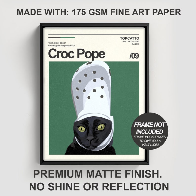 Croc Pope Cat Meme Poster Funny Black Cat With Crocs Poster - Etsy Canada