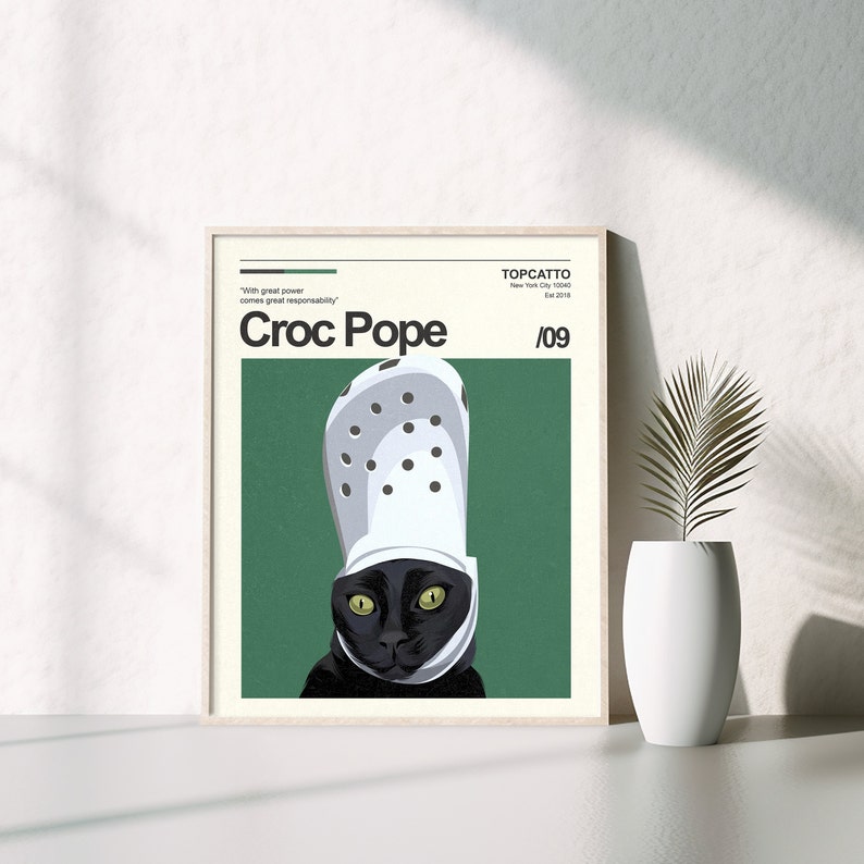 Croc Pope Cat Meme Poster Funny Black Cat With Crocs Poster - Etsy Canada