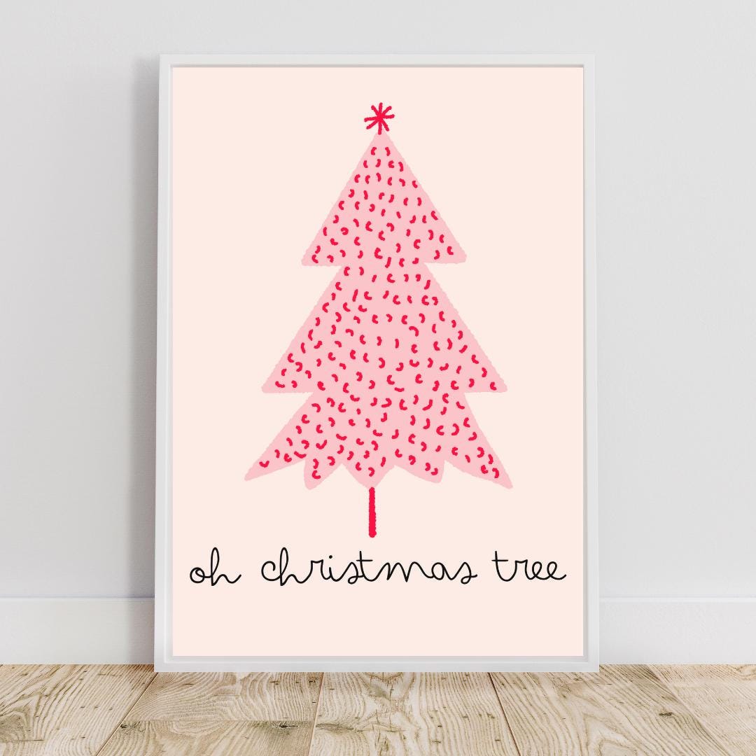 Pink Christmas Tree Print – Festive Decor, Pinkmas Design, Seasonal ...