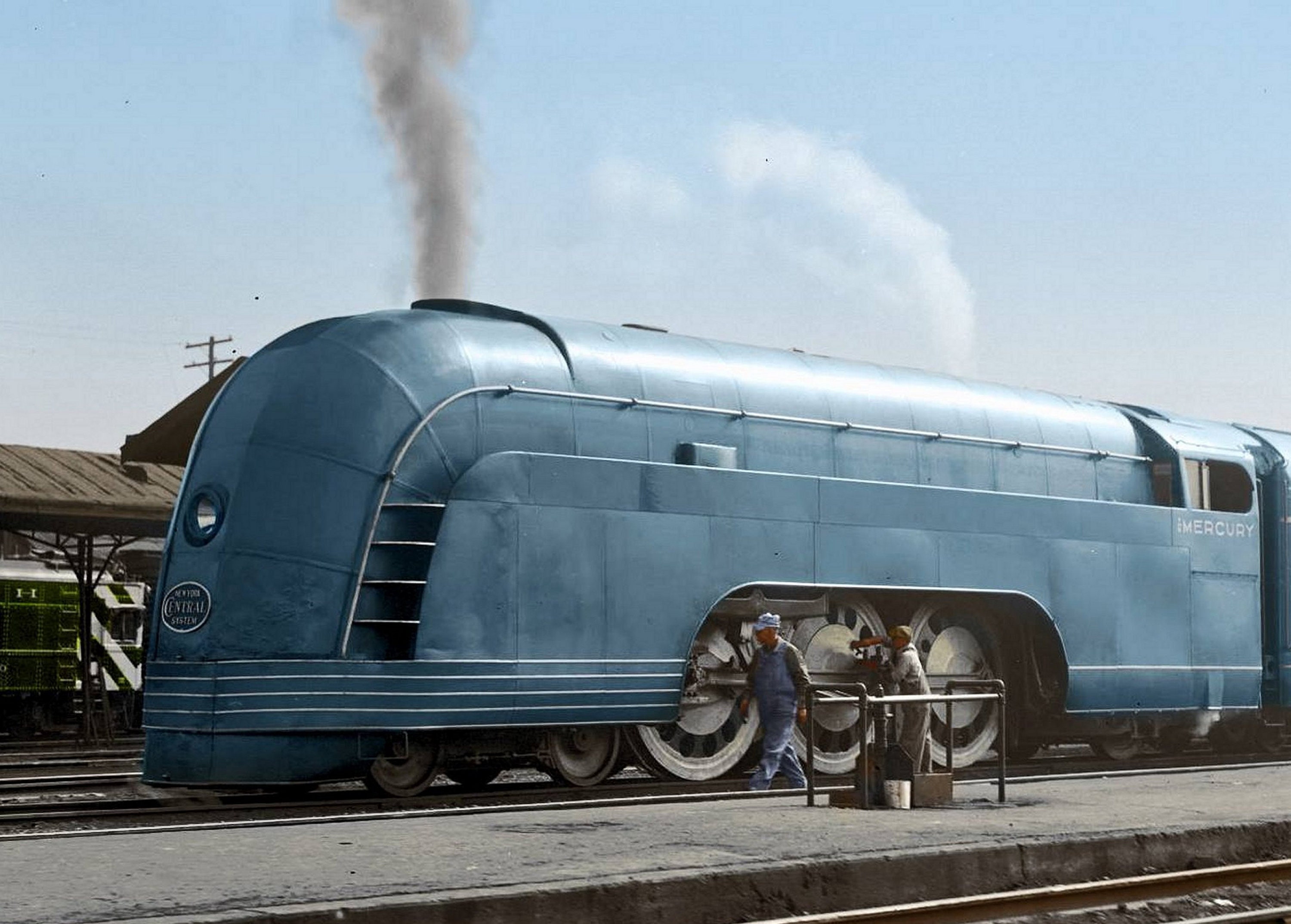1930s NEW YORK CENTRAL Blue Mercury Locomotive Art Deco Style - Etsy