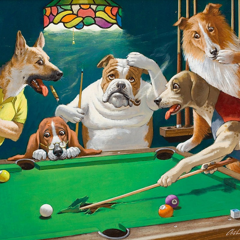 Dogs Playing Pool - Etsy