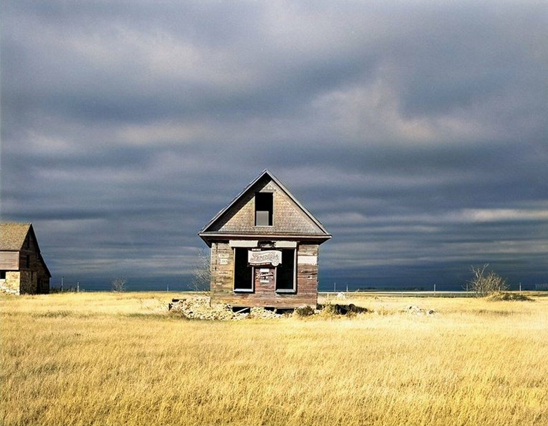 1940 ABANDONED North Dakota FARM HOUSE Depression Era Color Tinted ...