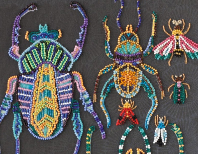 Bead embroidery beetles biology Gift embroidery pattern gift | Etsy