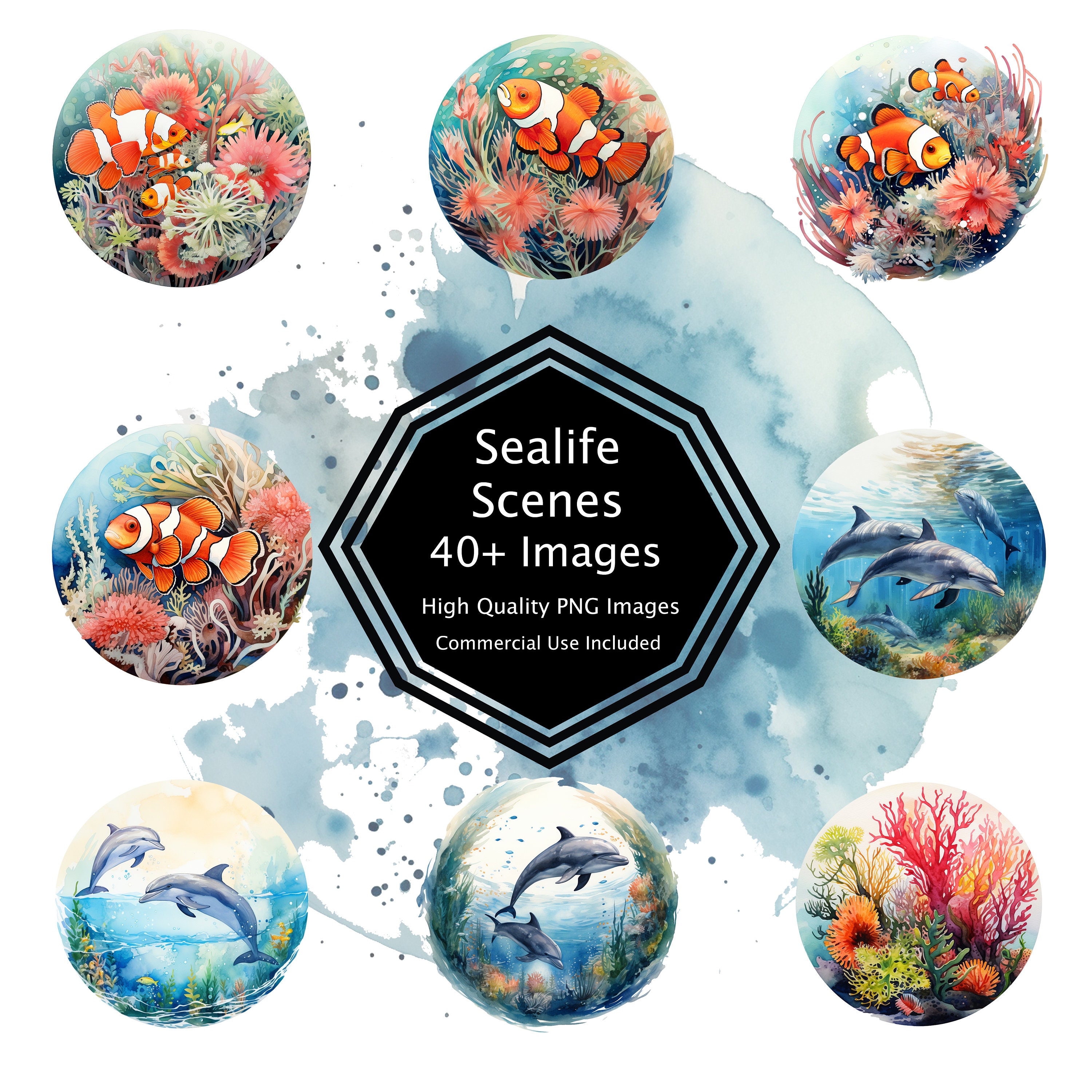 Sealife Images Clipart Over 40 PNG Files Transparent - Etsy