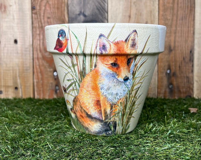 Woodland Fox Planter or Hanging Planter House Warming - Etsy UK