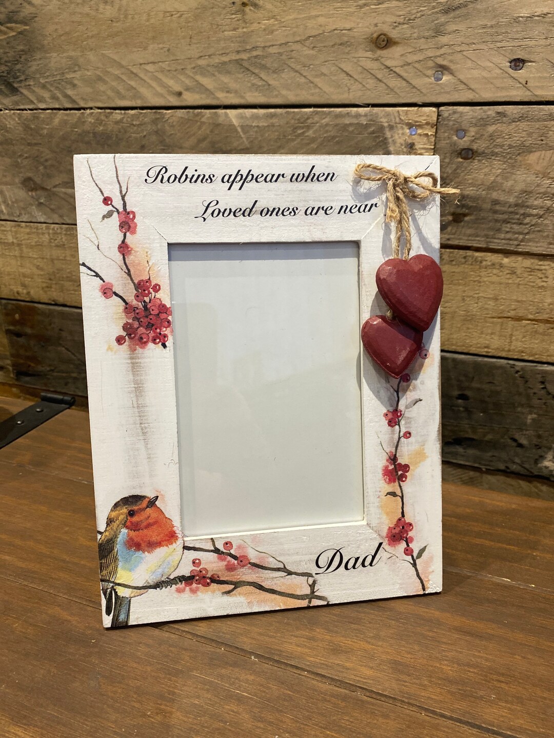 Robin Photo Frame, Bereavement Gift, Robin Gift , Personalised Gift ...