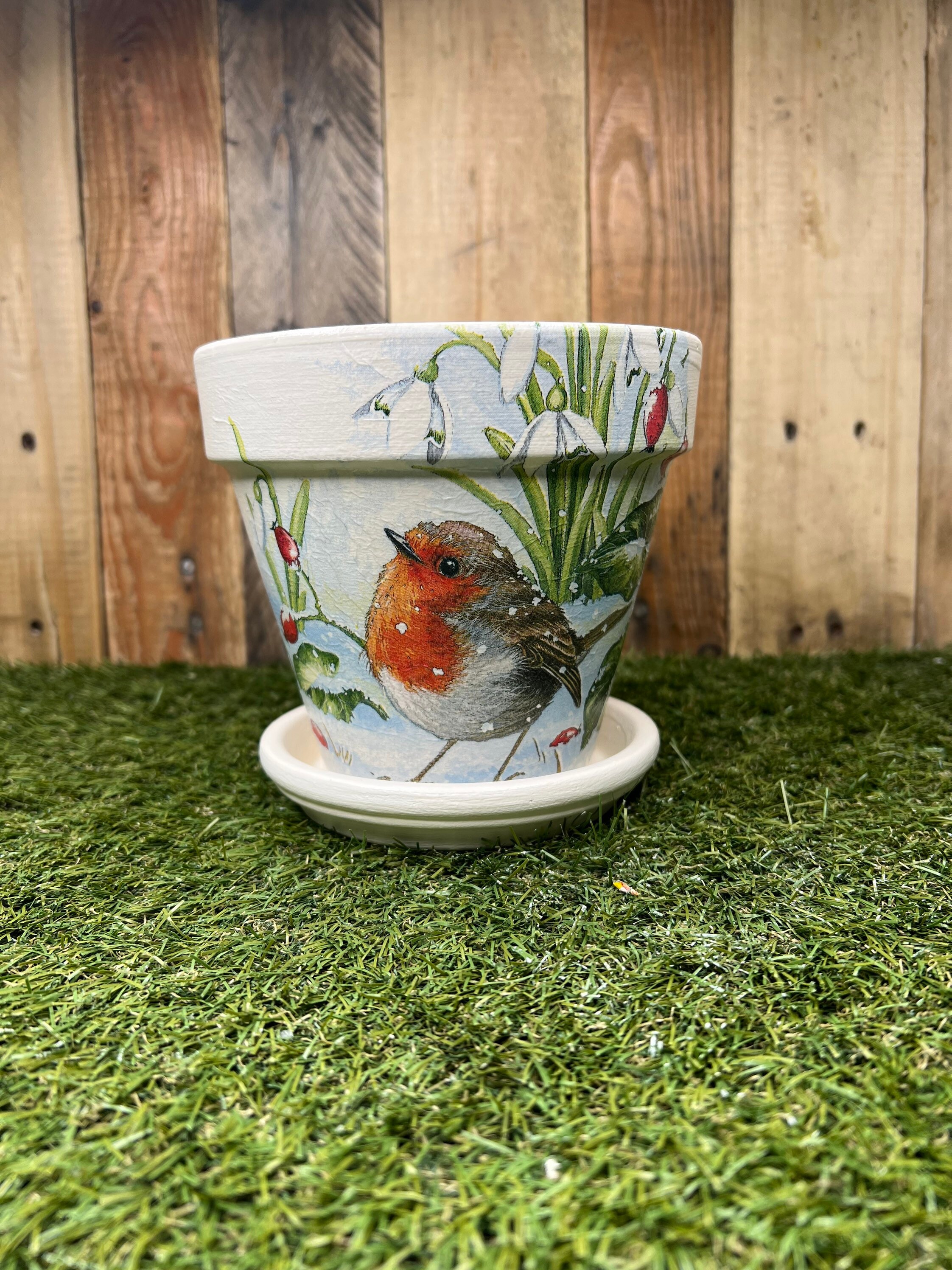 Robin Decoupaged Plant Pot Robin Robin Gift Robin Lover - Etsy UK