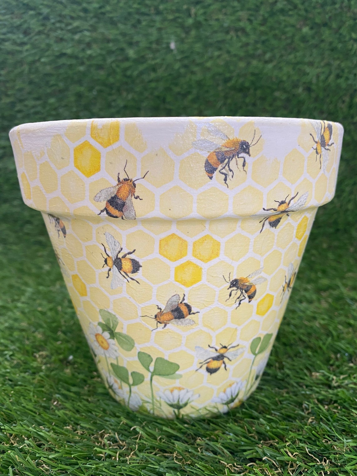 Bee plant pot 15cm planter bumble bee planter pot honey | Etsy