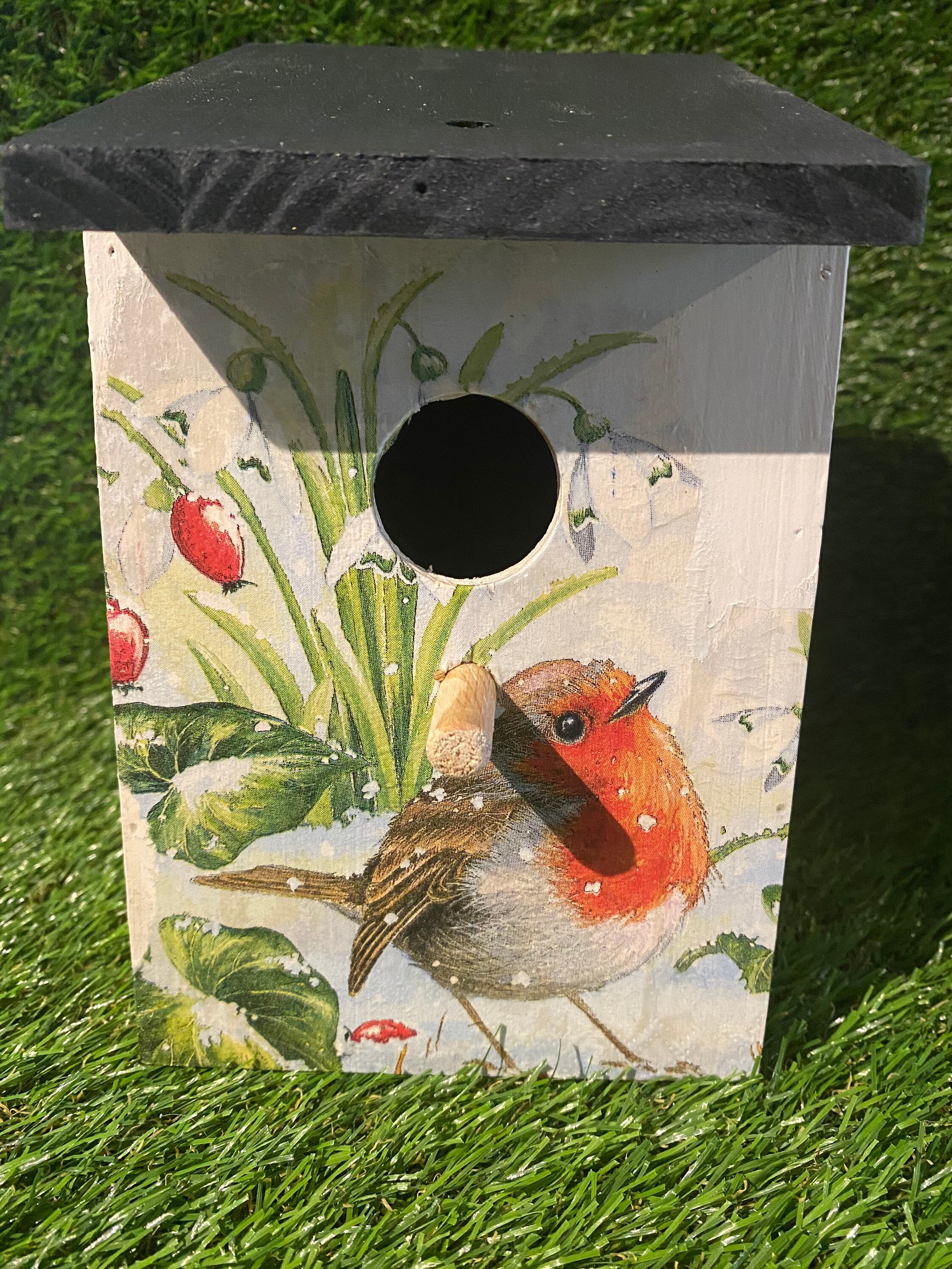 Robin bird house Robin bird box decoupaged bird house robin | Etsy