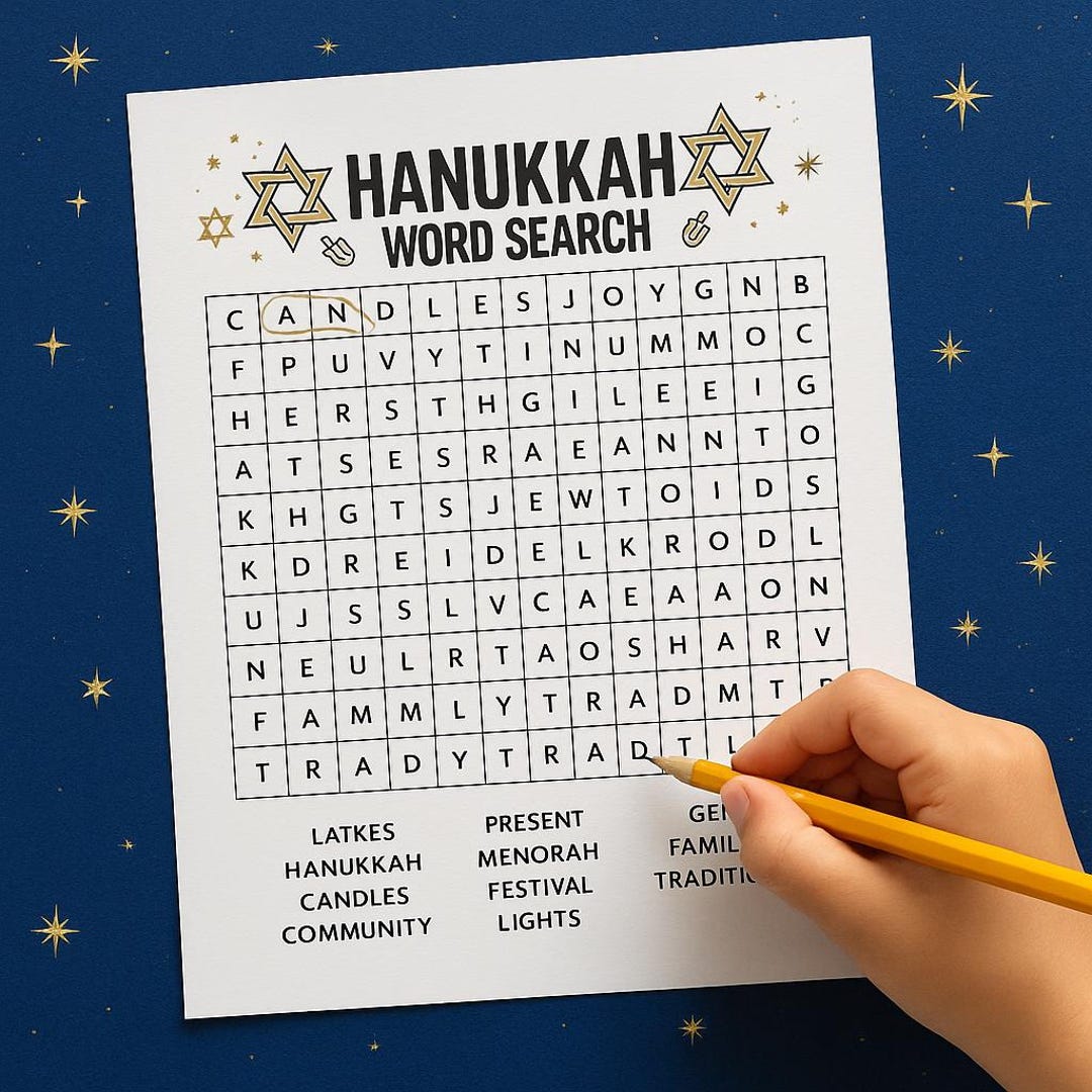 Hanukkah Word Search – Printable Holiday Activity | Kids Classroom Game ...
