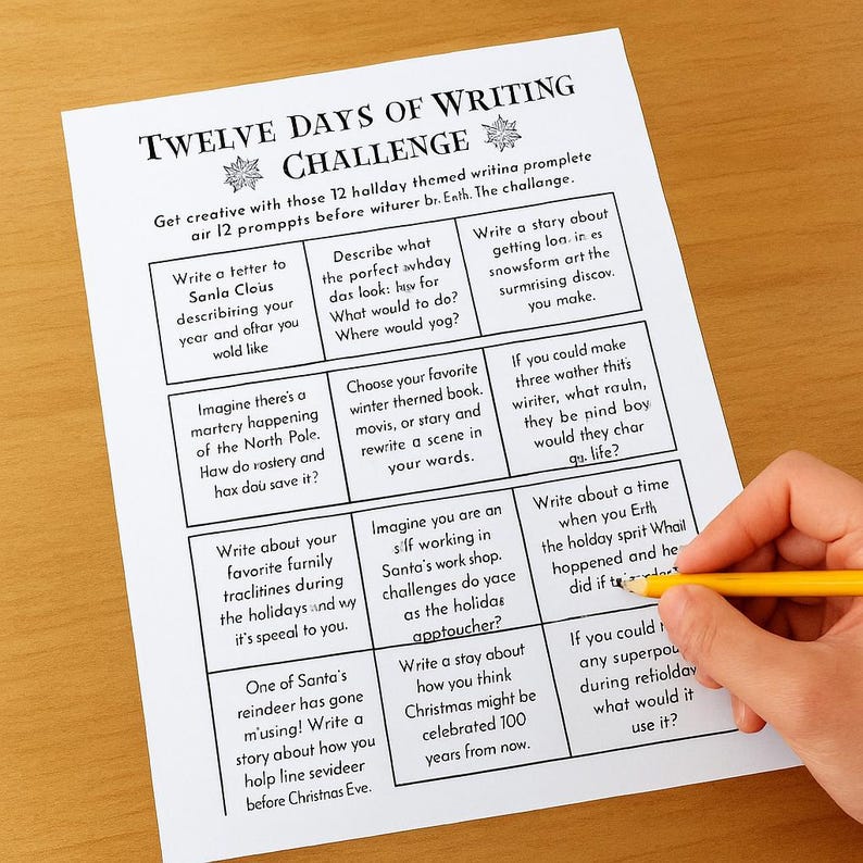 12 Days of Christmas Writing Challenge | Holiday Writing Prompts - Etsy