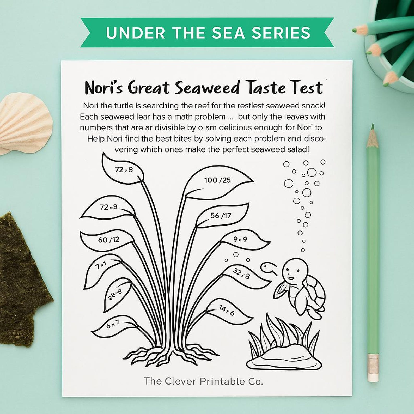 Ocean Math Logic Printable – Nori's Seaweed Taste Test (PDF) - Etsy