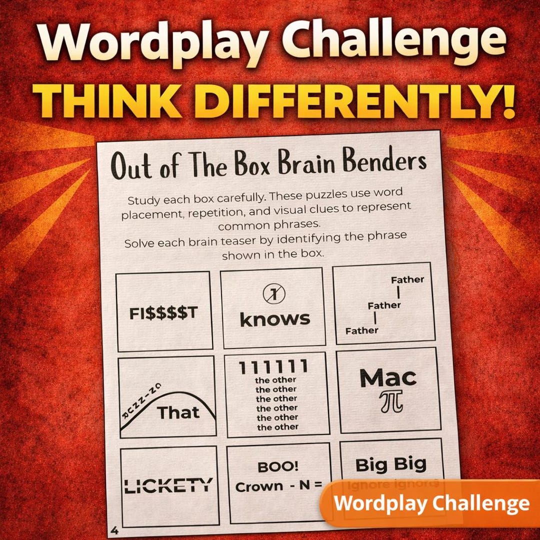 Lateral Thinking Brain Teaser Printable | Visual Wordplay & Idiom ...