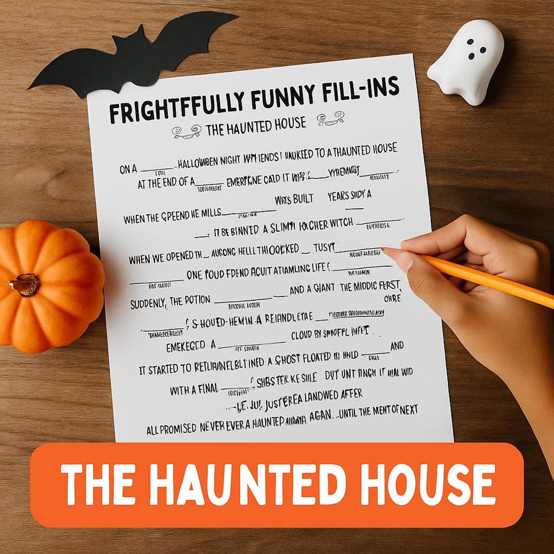 Haunted House Mad Libs: Halloween Fill-in Story Game (printable PNG ...
