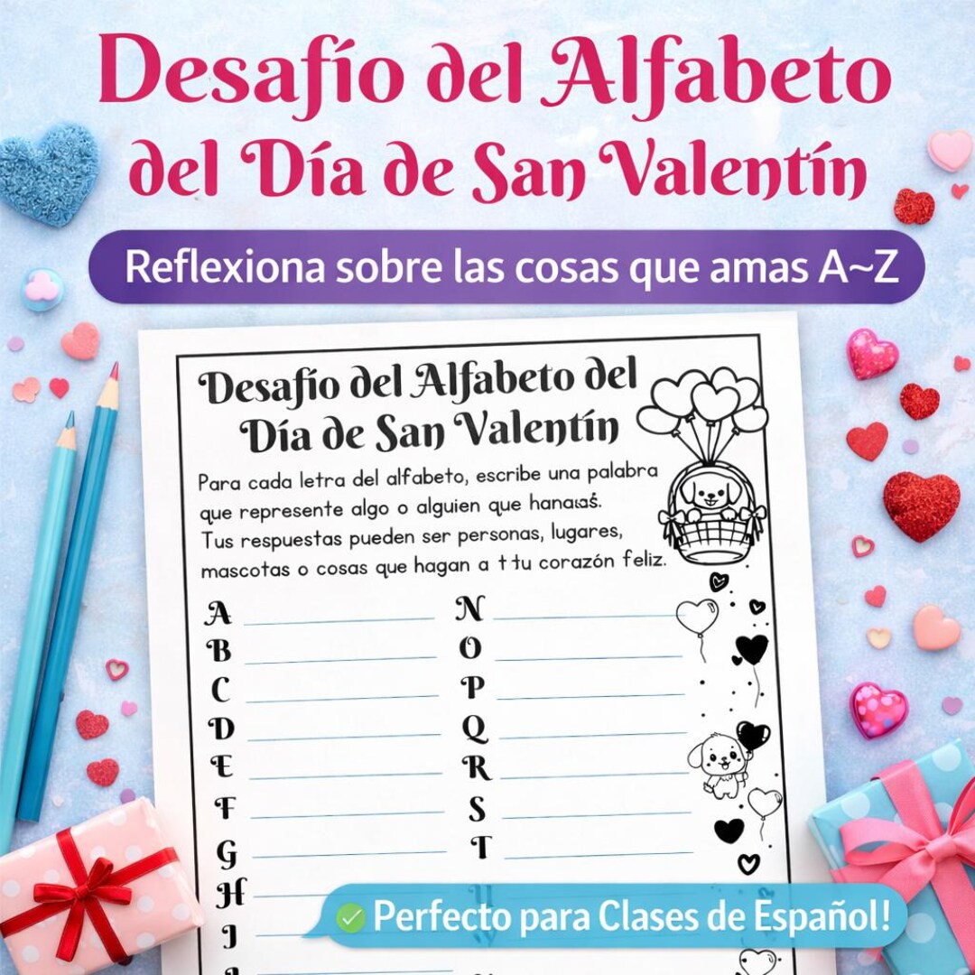 Desafío Del Alfabeto Del Día De San Valentín | Actividad SEL En Español ...