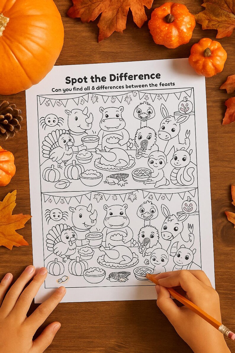 Thanksgiving Spot the Difference | Printable Turkey Puzzle for Kids ...