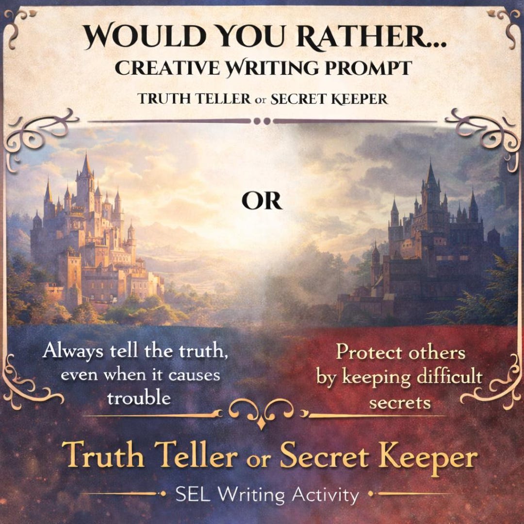 Would You Rather Writing Prompt | Truth Teller or Secret Keeper| SEL ...