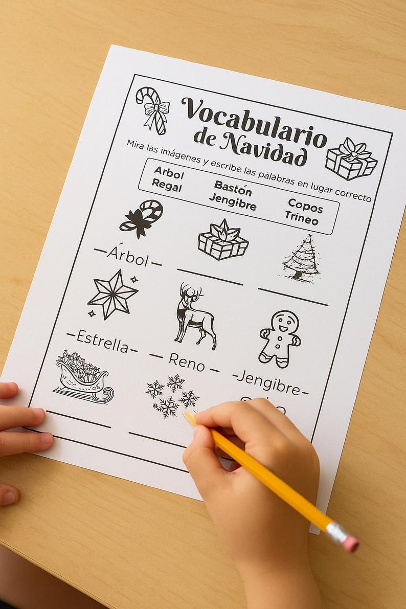 Spanish Christmas Vocabulary Worksheet | Vocabulario De Navidad - Etsy