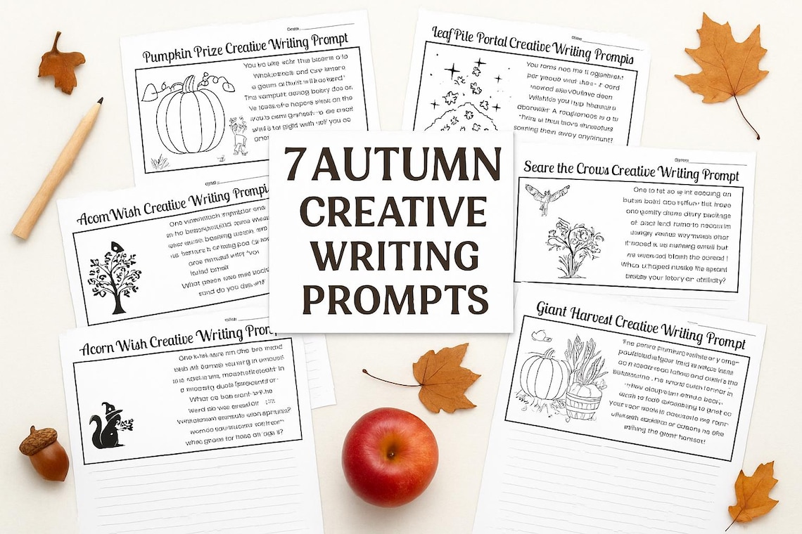 Fall Writing Prompts for Kids: 7 Autumn-themed Worksheets (PDF) - Etsy