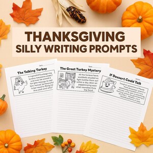 Funny Thanksgiving Writing Prompts: Creative Holiday Worksheets (3-pack ...