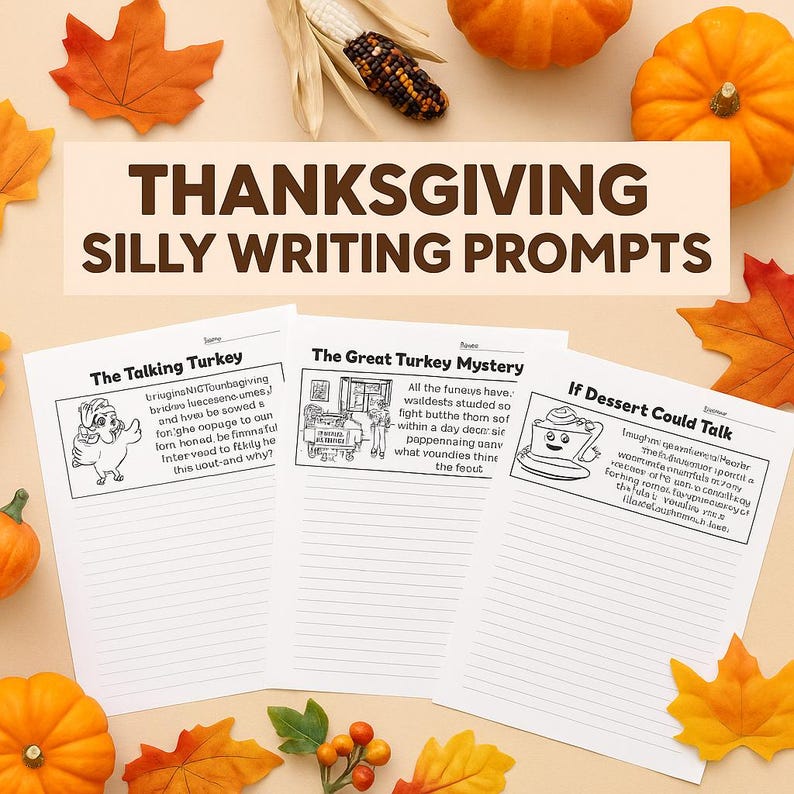 Funny Thanksgiving Writing Prompts: Creative Holiday Worksheets (3-pack ...