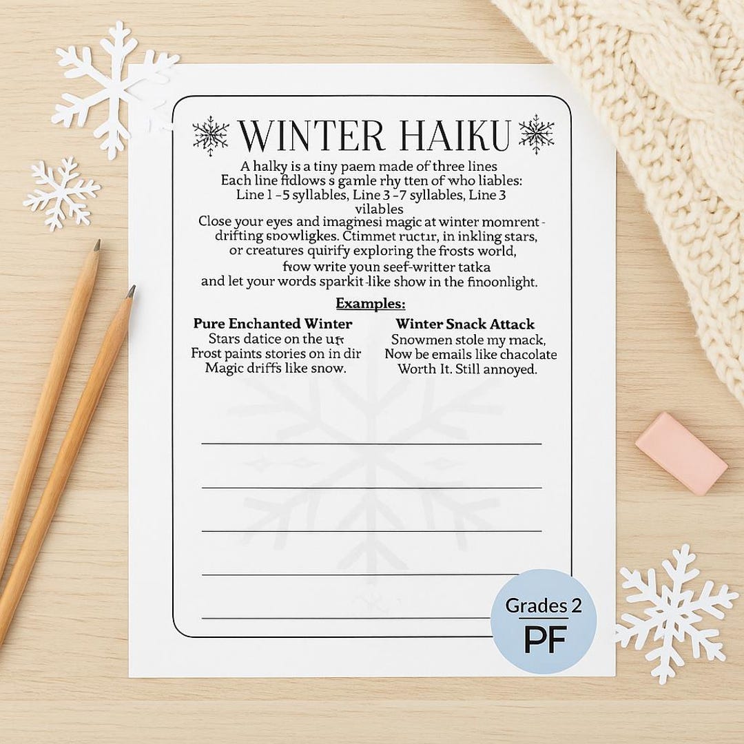 Winter Haiku Writing Worksheet | Seasonal Poetry Activity for Kids ...