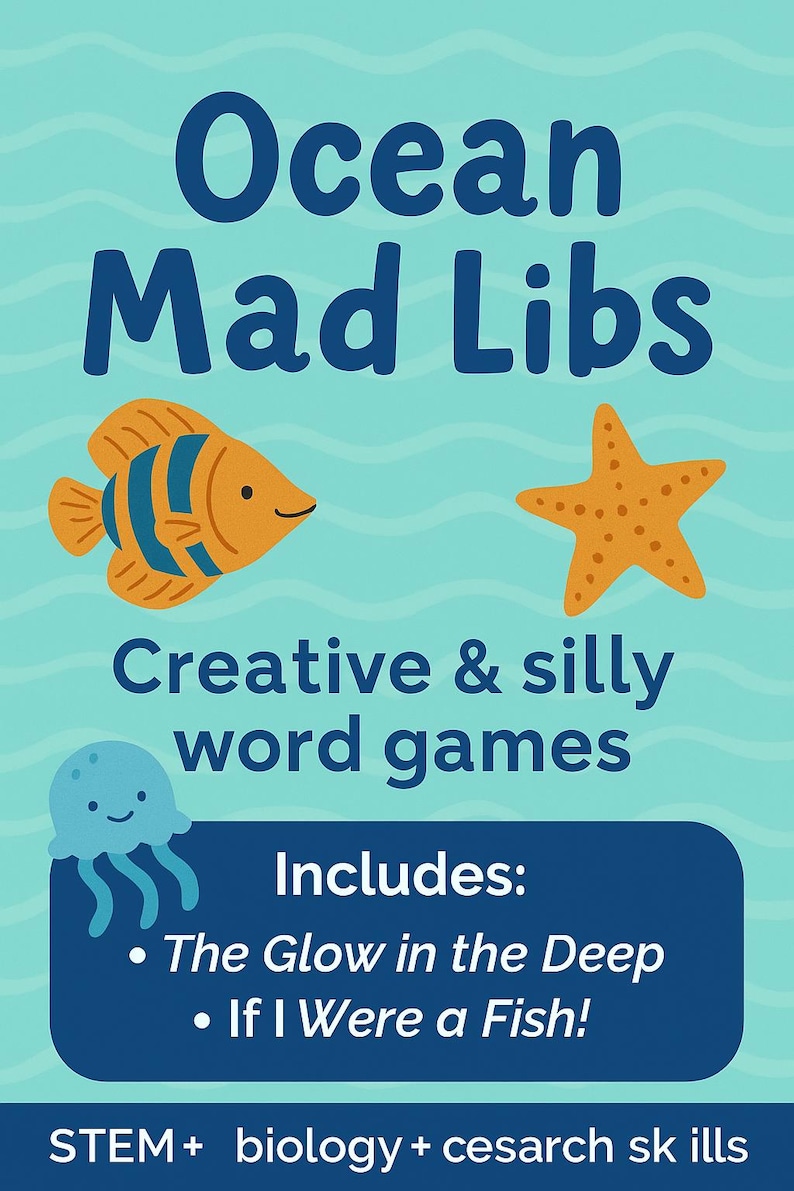 Ocean Mad Libs 2-pack | Printable ELA Activity for Kids - Etsy