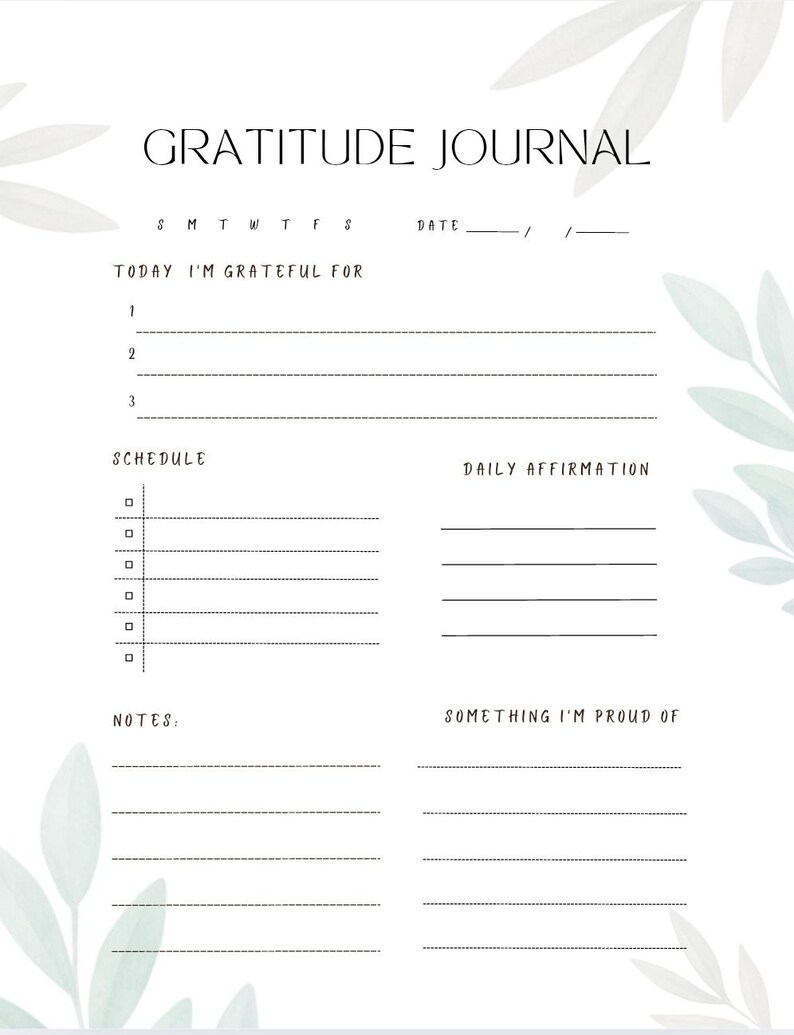 Gratitude Journal Printable: Daily Affirmation & Mindfulness Worksheet ...