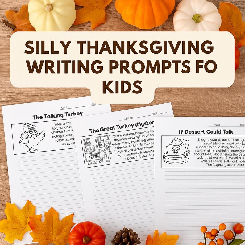 Funny Thanksgiving Writing Prompts: Creative Holiday Worksheets (3-pack ...