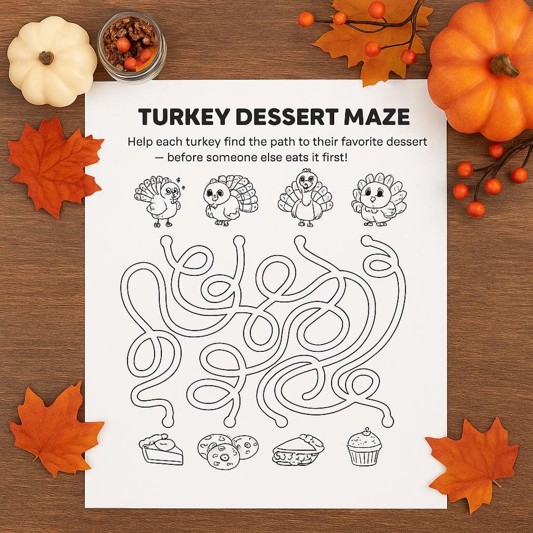 Turkey Maze | Printable Thanksgiving Activity for Kids | Fun Turkey ...