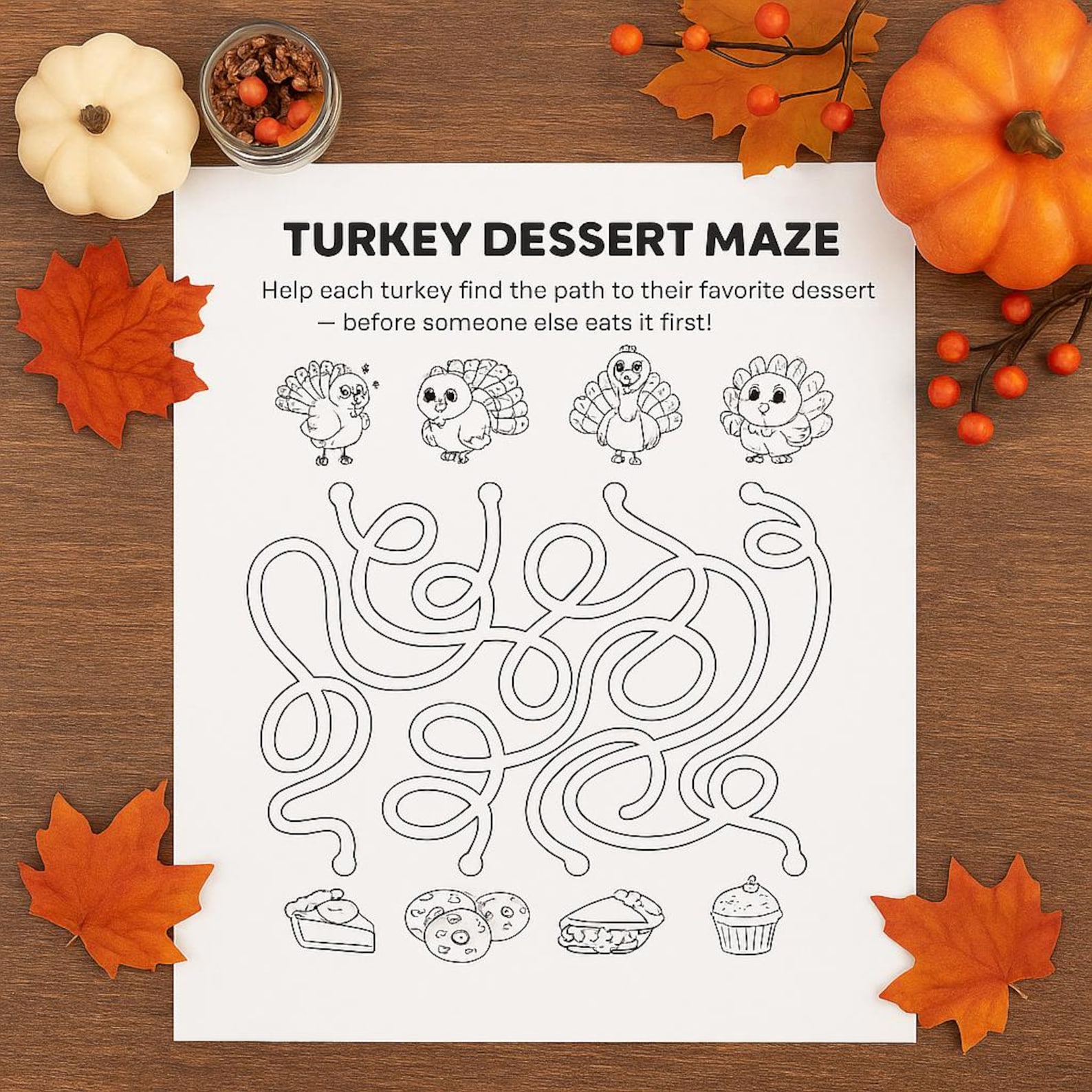 Turkey Maze | Printable Thanksgiving Activity for Kids | Fun Turkey ...