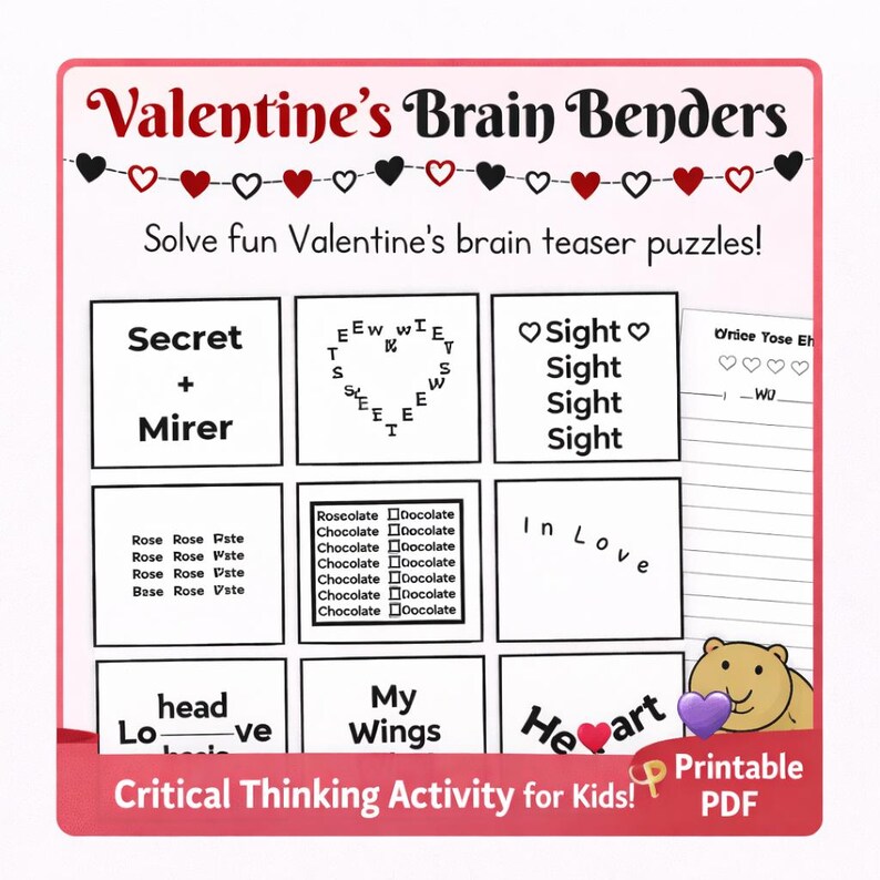 Valentine’s Brain Benders | Valentine Logic Puzzles for Kids ...