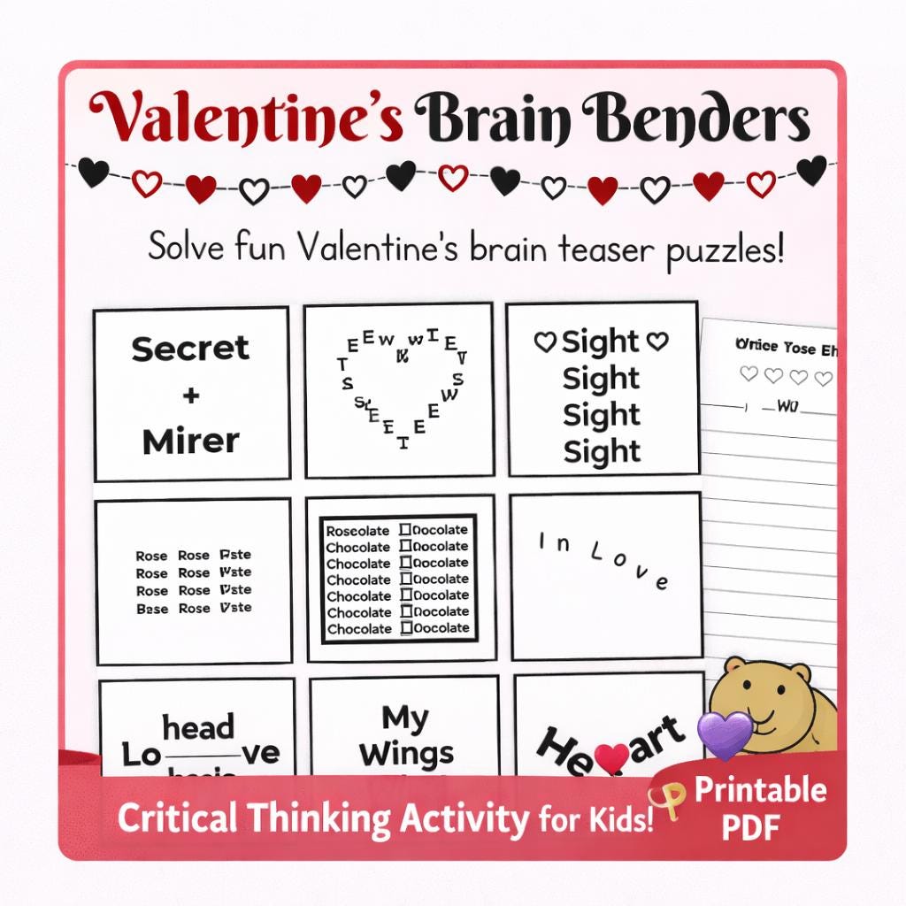 Valentine’s Brain Benders | Valentine Logic Puzzles for Kids ...