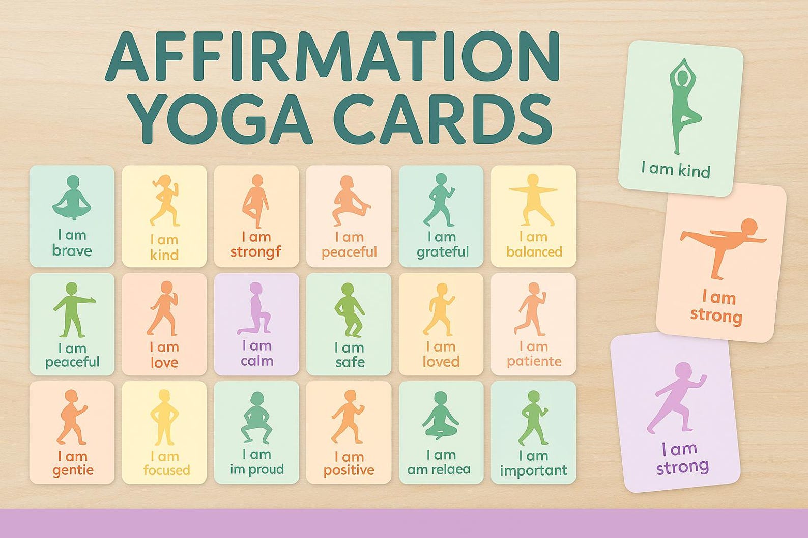 Kids Yoga Affirmation Flashcards + Poster + Instruction Guide ...