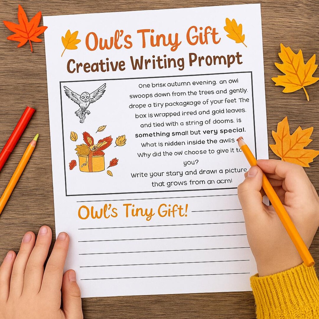 Owl's Tiny Gift Writing Prompt: Autumn Literacy Worksheet (PDF) - Etsy