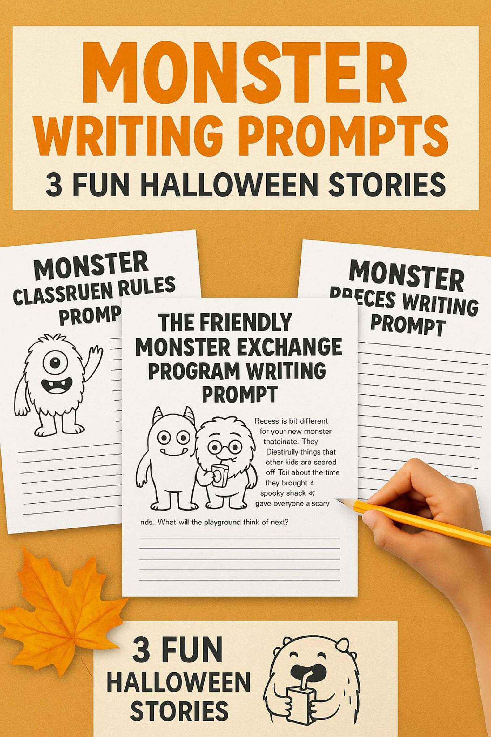 Monster Writing Prompts | Halloween Creative Writing Pack for Kids - Etsy